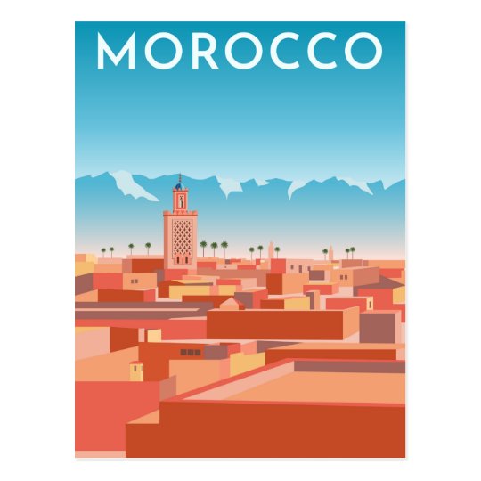 Modern Marakesh Travel Postcard | Zazzle.com
