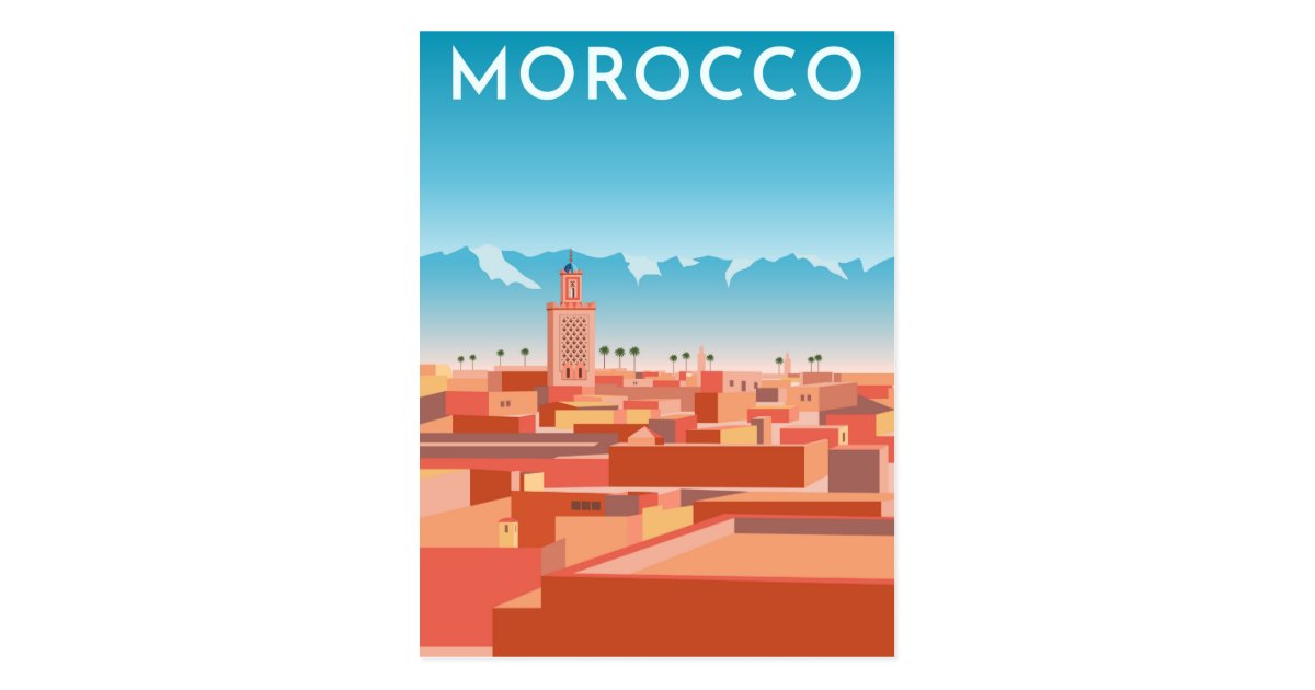 Modern Marakesh Travel Postcard | Zazzle.com