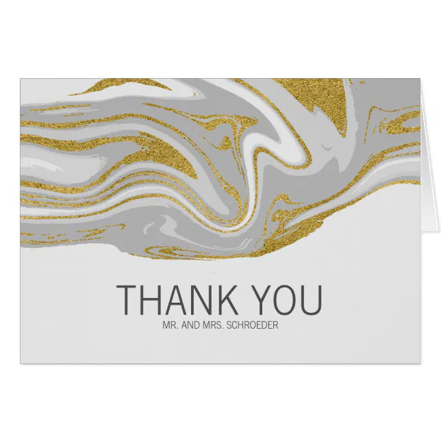 Modern Marble and Gold Wedding Thank You Card | Zazzle