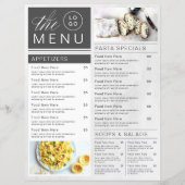 Modern Marble Black & White Restaurant Photo Menu | Zazzle