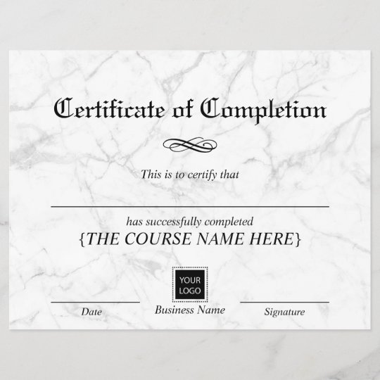 Modern Marble Certificate of Completion Award | Zazzle.com