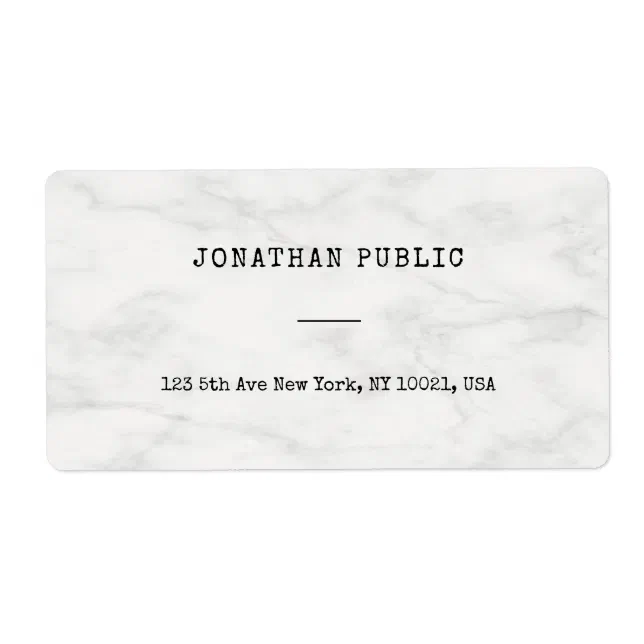 Modern Marble Clean Personalized Template Shipping Label | Zazzle