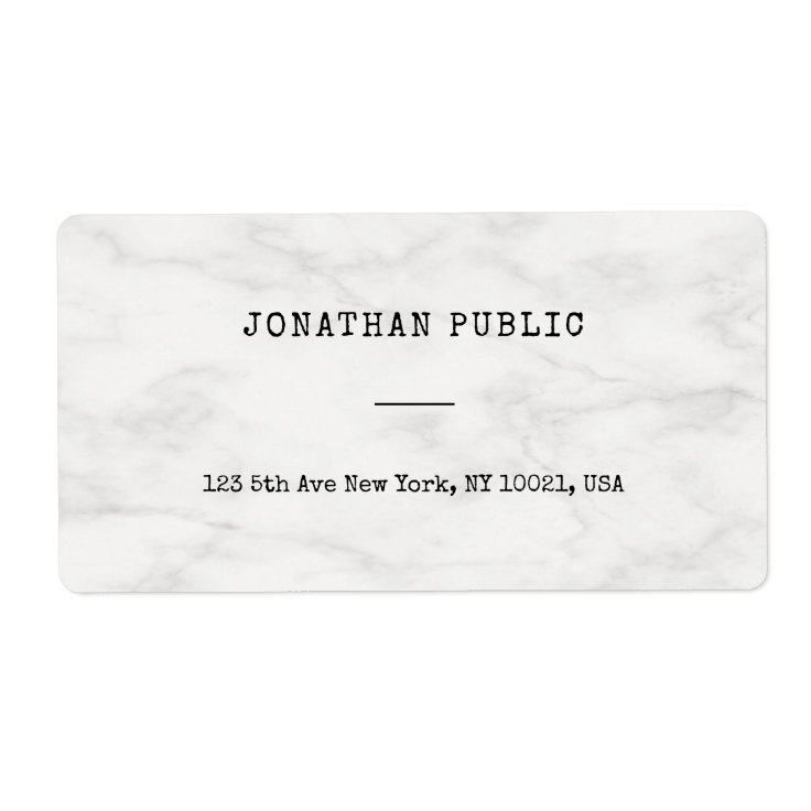 Modern Marble Clean Personalized Template Shipping Label | Zazzle