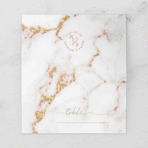 Modern Marble Glitter Table Place Gold ID816 Place Card | Zazzle