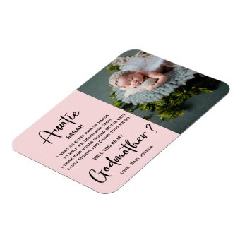 Modern Marble Godmother Photo Proposal Magnet | Zazzle