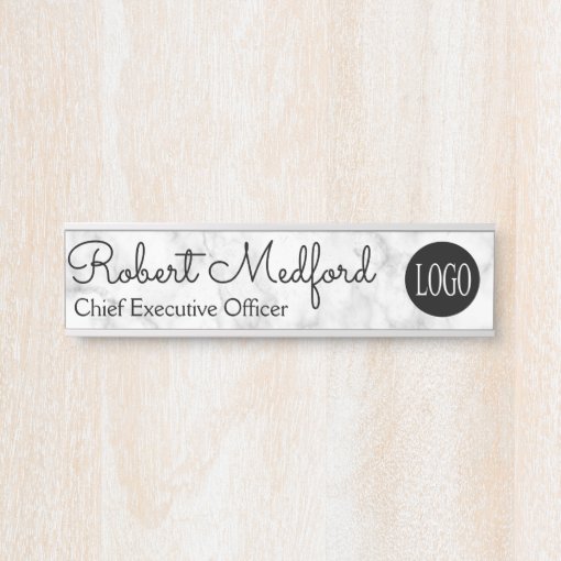 Modern Marble Logo Door Sign Name Plate | Zazzle