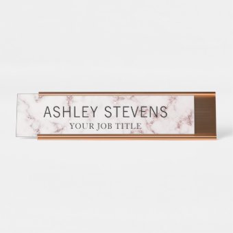 Modern Marble Office Employee Desk Name Plate | Zazzle