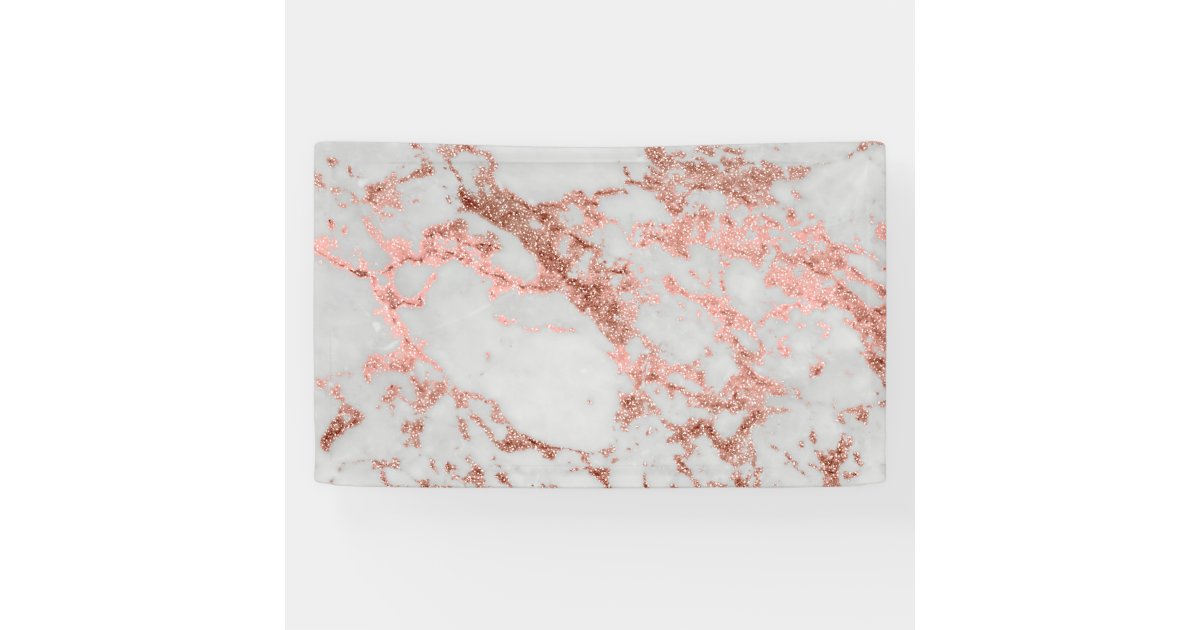 Modern Marble Rose Gold Glitter Banner | Zazzle