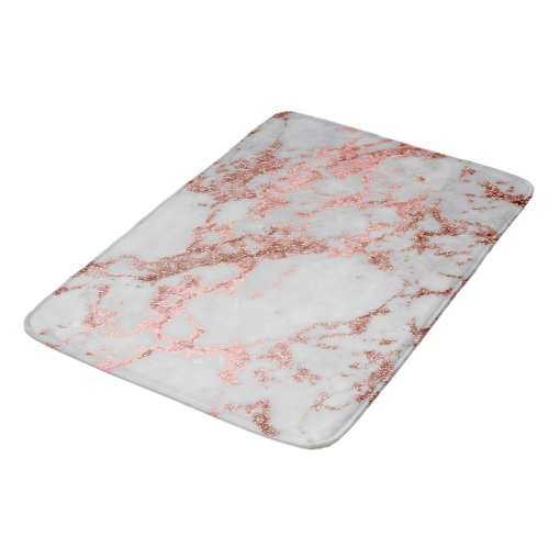 Modern Marble Rose Gold Glitter Bathroom Mat | Zazzle