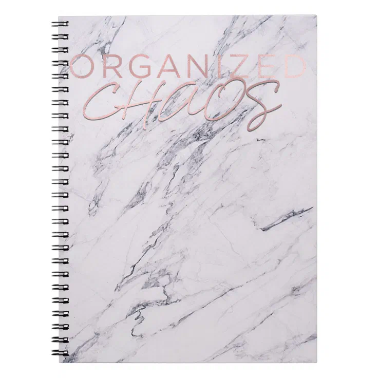 Modern Marble Rose Gold Pink Organized Chaos Notebook | Zazzle
