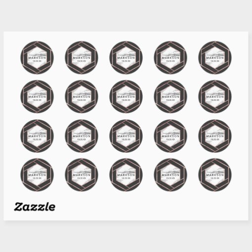 Modern Marble Rose Gold Trim Hexagon Stickers | Zazzle