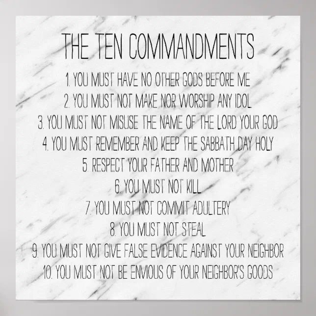 Modern Marble Ten Commandments Sign | Zazzle