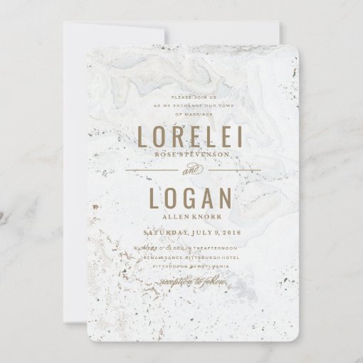 Modern Marble Wedding Invitation | Gold | Zazzle
