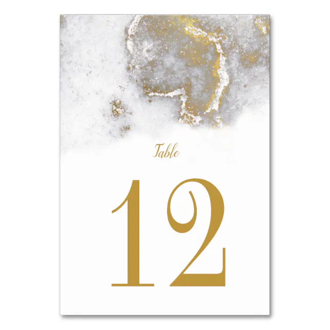 Modern Marbled Gray and Gold Wedding Table Cards | Zazzle