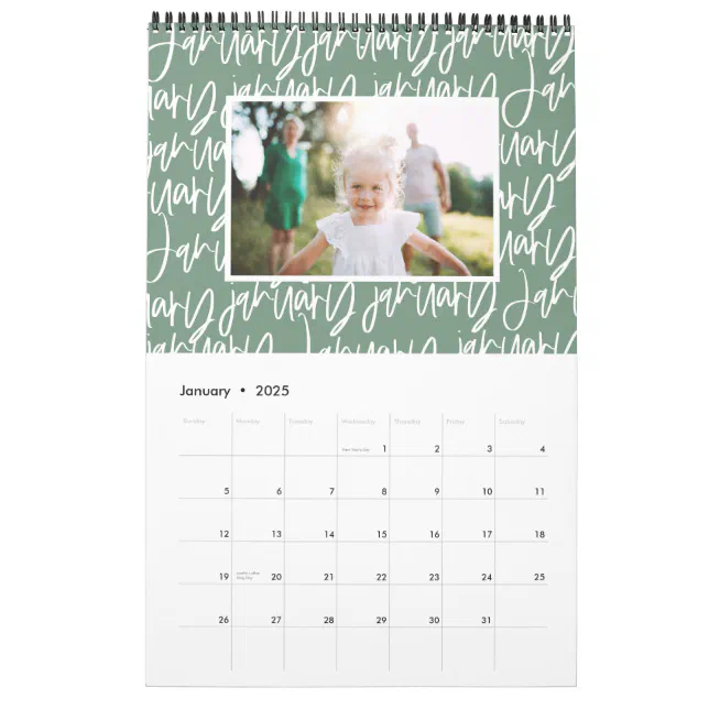 Modern marker pen photo script calendar | Zazzle