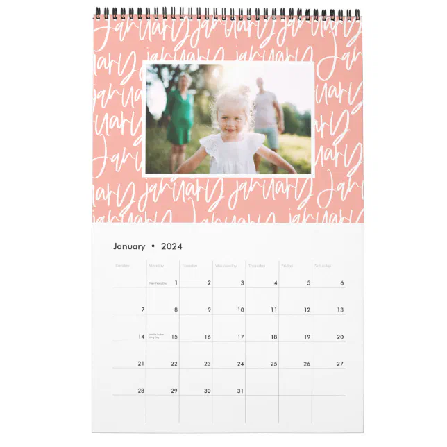 Modern marker pen photo script calendar | Zazzle