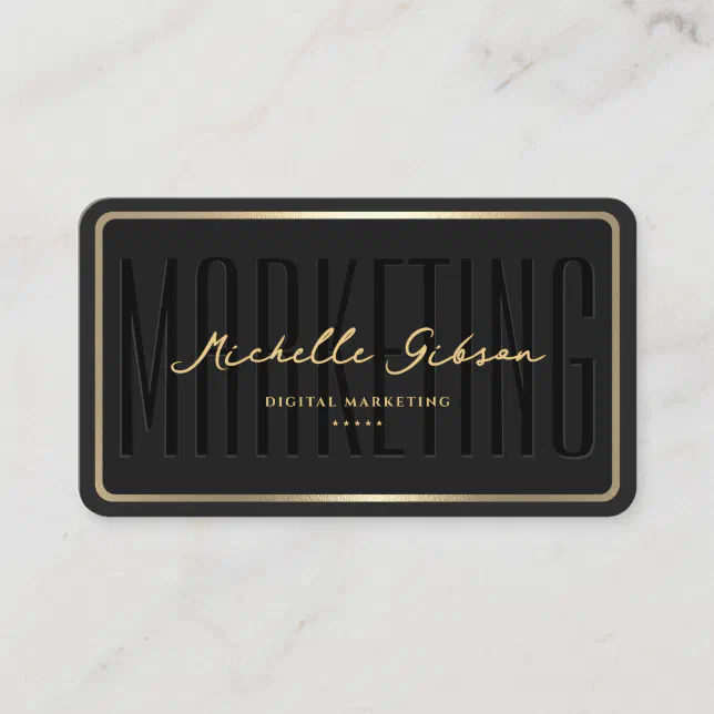 Modern Marketing Elegant Black Gold Frame Border Business Card | Zazzle