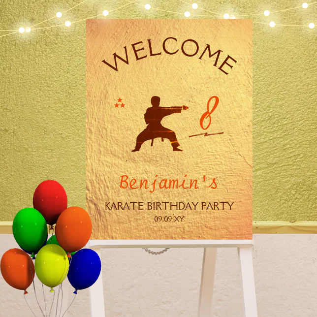 Modern Martial Arts Karate Birthday Welcome Poster | Zazzle