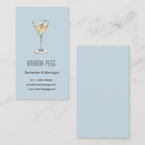 Modern Martini illustration Bartender Mixologist Business Card | Zazzle