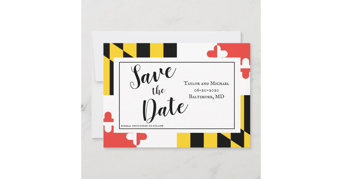 Modern Maryland Flag Save The Date | Zazzle