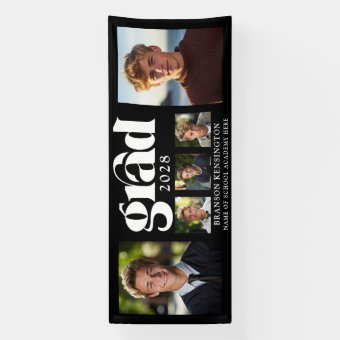 Modern Masculine Graduation Photo Collage Banner | Zazzle