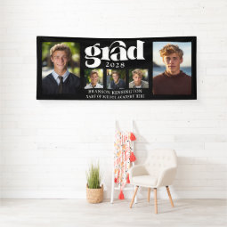 Modern Masculine Graduation Photo Collage Banner | Zazzle