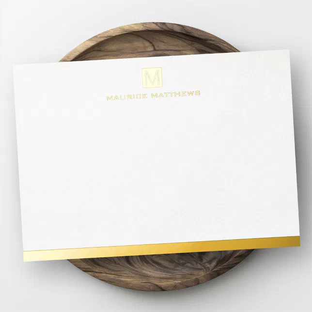 Modern masculine monogram name real foil flat card | Zazzle
