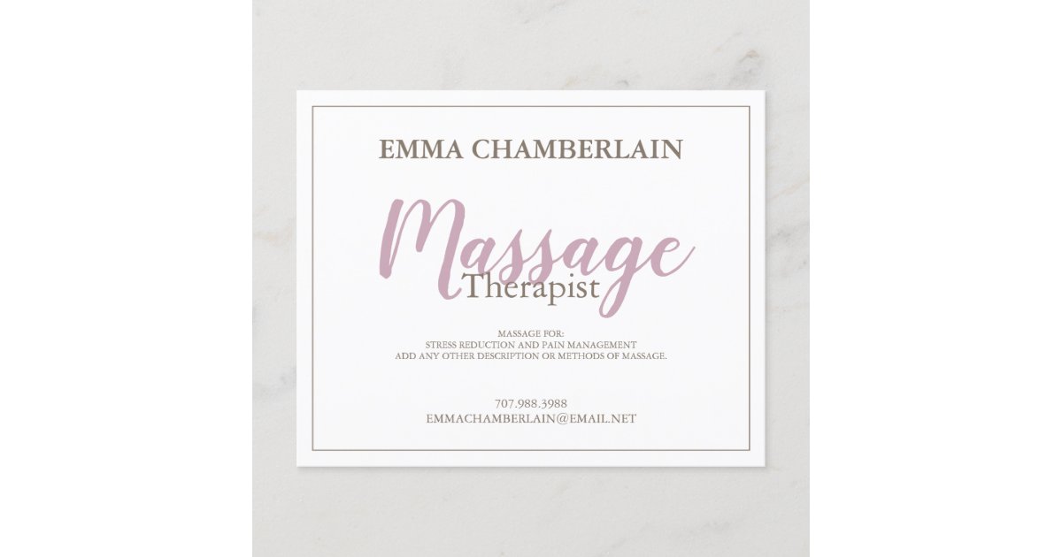 Modern Massage Therapist Script Blush Pink Script Flyer | Zazzle