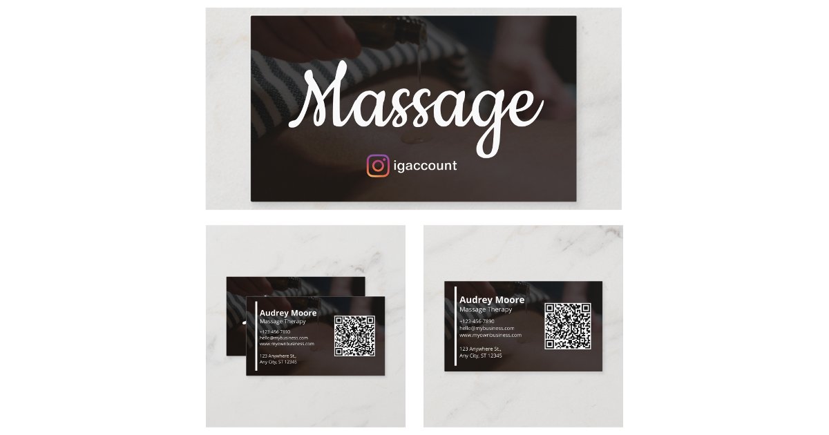 Modern Massage Therapy QR Code Business Card | Zazzle