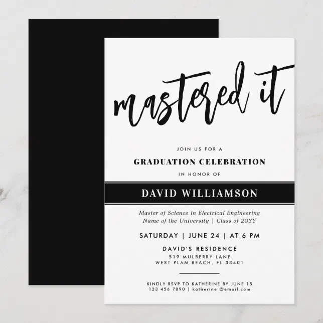Modern Master's Degree Graduation Mastered it Invitation | Zazzle