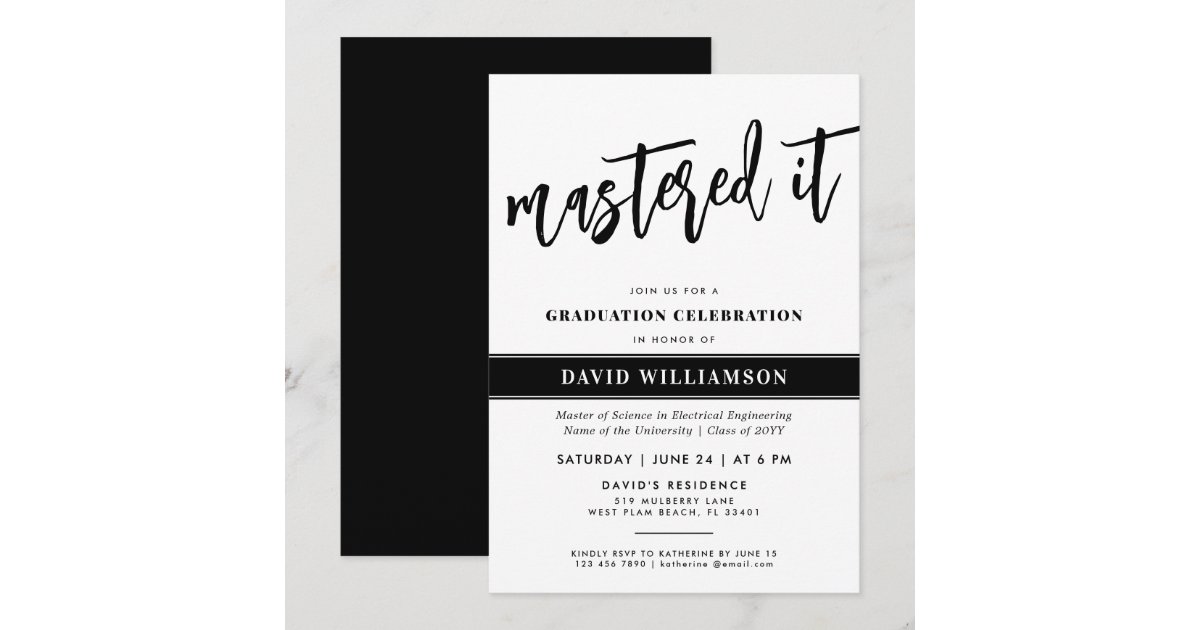 Modern Master's Degree Graduation Mastered it Invitation | Zazzle