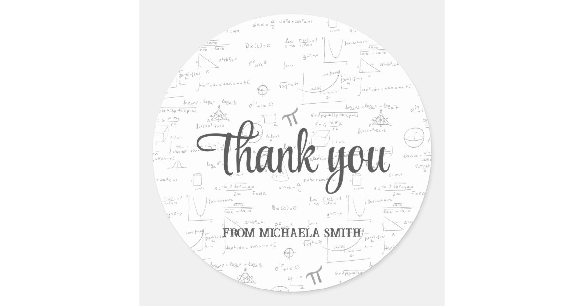 Modern Math Graduation Thank You Classic Round Sticker | Zazzle