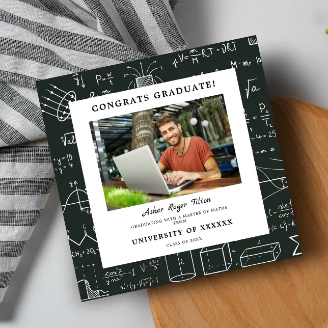 Modern Mathematics Background Elements Graduation Invitation | Zazzle