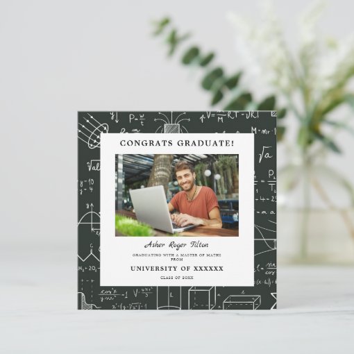 Modern Mathematics Background Elements Graduation Invitation | Zazzle