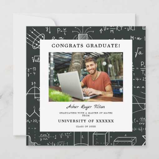Modern Mathematics Background Elements Graduation Invitation | Zazzle