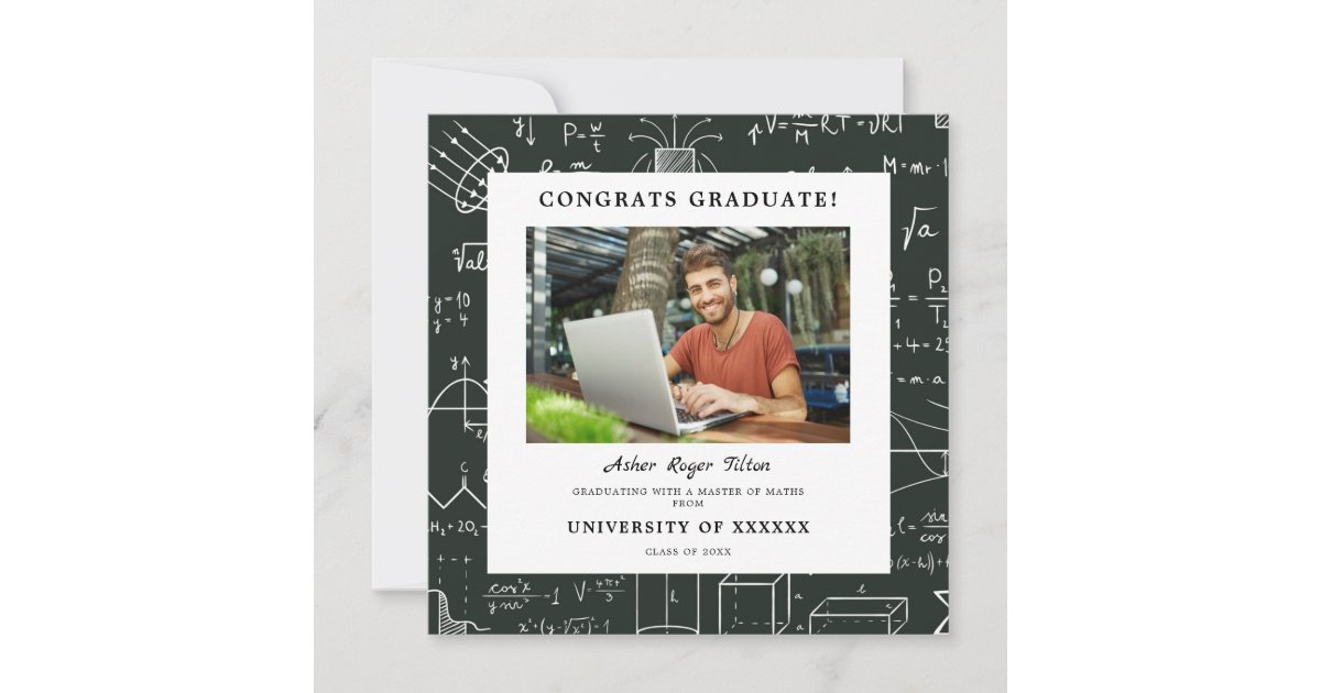 Modern Mathematics Background Elements Graduation Invitation | Zazzle.com