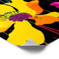 Modern Maximalist Color Pop Ink Floral Art Poster | Zazzle