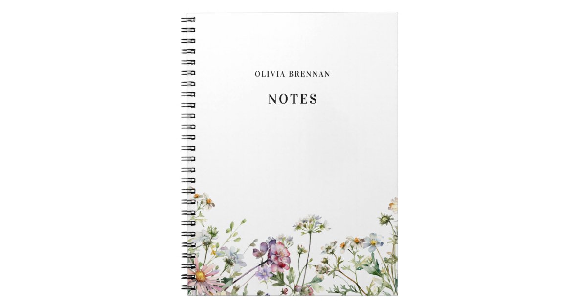 Modern Meadow Wildflowers delicate Notes Notebook | Zazzle