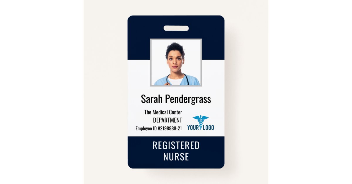 Modern Medical Center Nurse Photo ID Badge | Zazzle