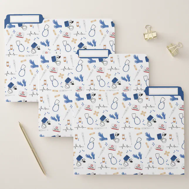 Modern Medical Doctor Nurse Pattern File Folder | Zazzle