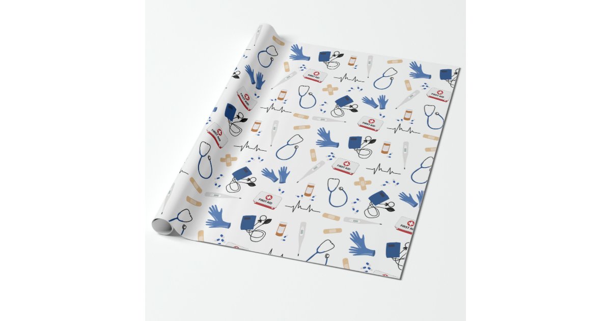 Modern Medical Doctor Nurse Pattern Wrapping Paper | Zazzle
