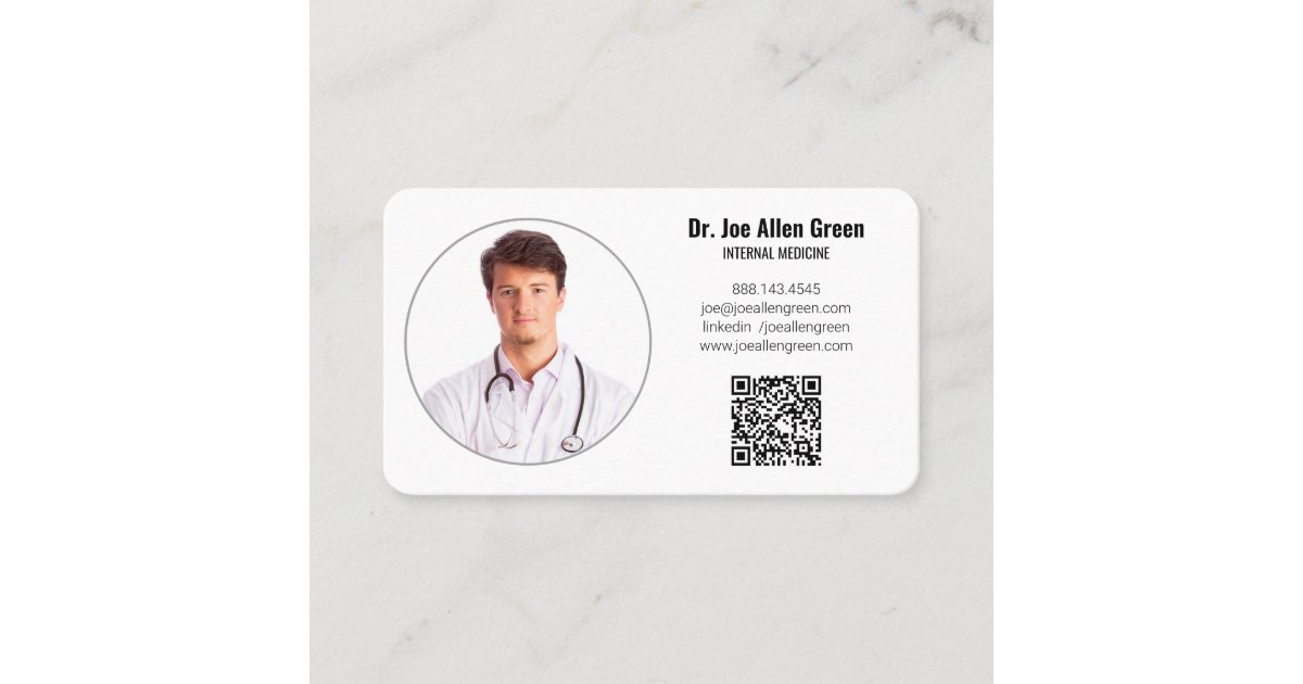 Modern Medical Doctor Photo QR Code Minimalist ‍ Business Card | Zazzle