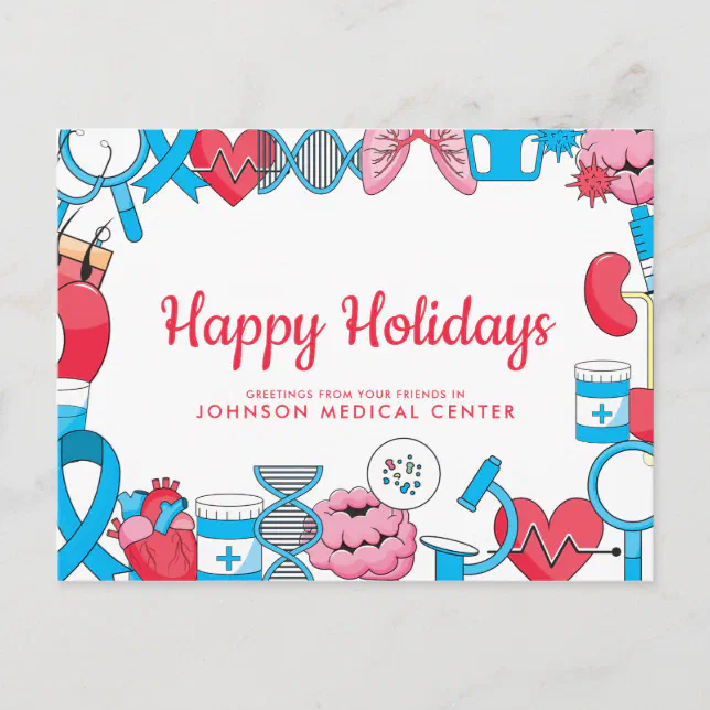 Modern Medical | Doctor's Holiday Greeting Postcard | Zazzle