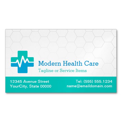 Modern Medical Health Care - White Green Blue Business Card Magnet | Zazzle