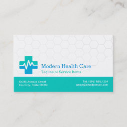 Modern Medical HealthCare - White Green Blue Business Card | Zazzle