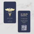 Modern Medical Hospital Pharmacy Dark Blue Gold Business Card | Zazzle