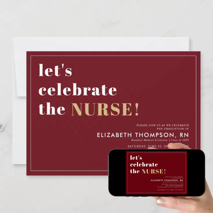 Modern Medical School Grad Nurse Graduation Party Invitation | Zazzle