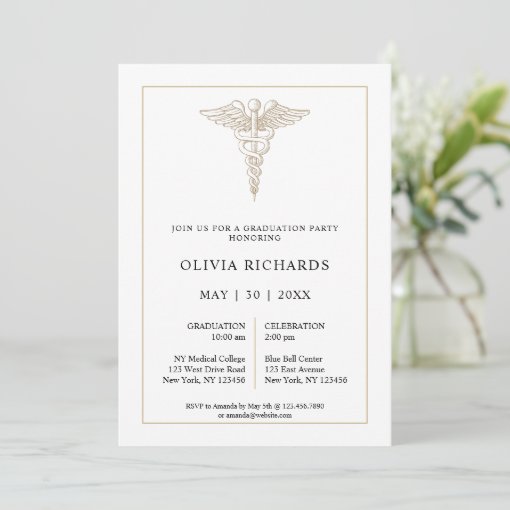 Modern Medical School Graduation Party Invitation | Zazzle