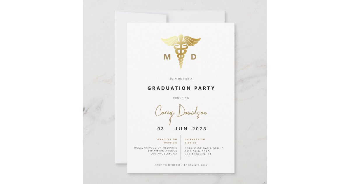 Modern Medical School Graduation Party Invitation | Zazzle