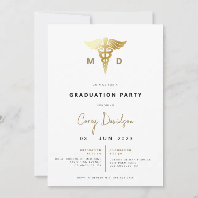 Modern Medical School Graduation Party Invitation | Zazzle